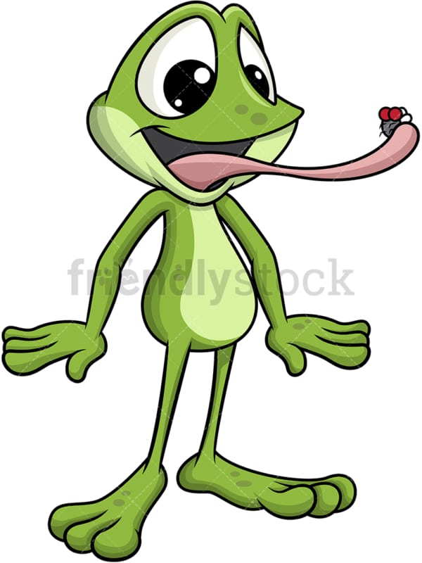 Frog Catching Fly Cartoon Vector Clipart - FriendlyStock