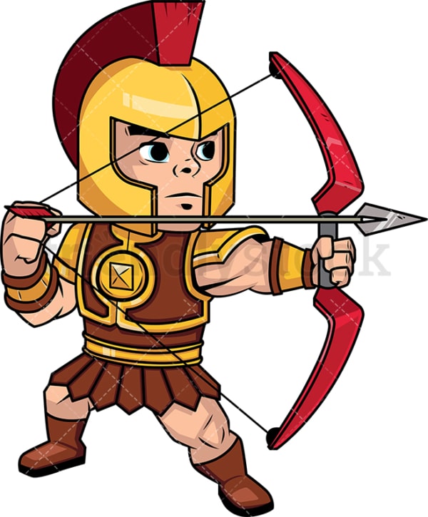 Roman Archer Shooting With His Bow Cartoon Vector Clipart - FriendlyStock