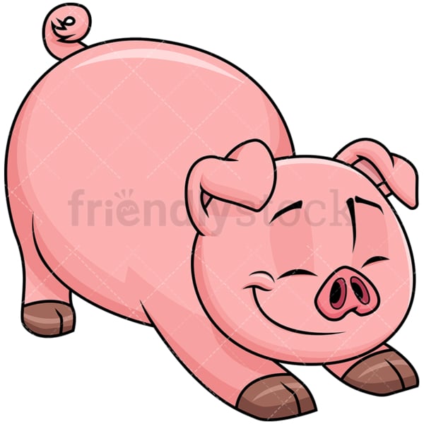 Pig Stretching After Good Sleep Vector Cartoon Clipart - FriendlyStock