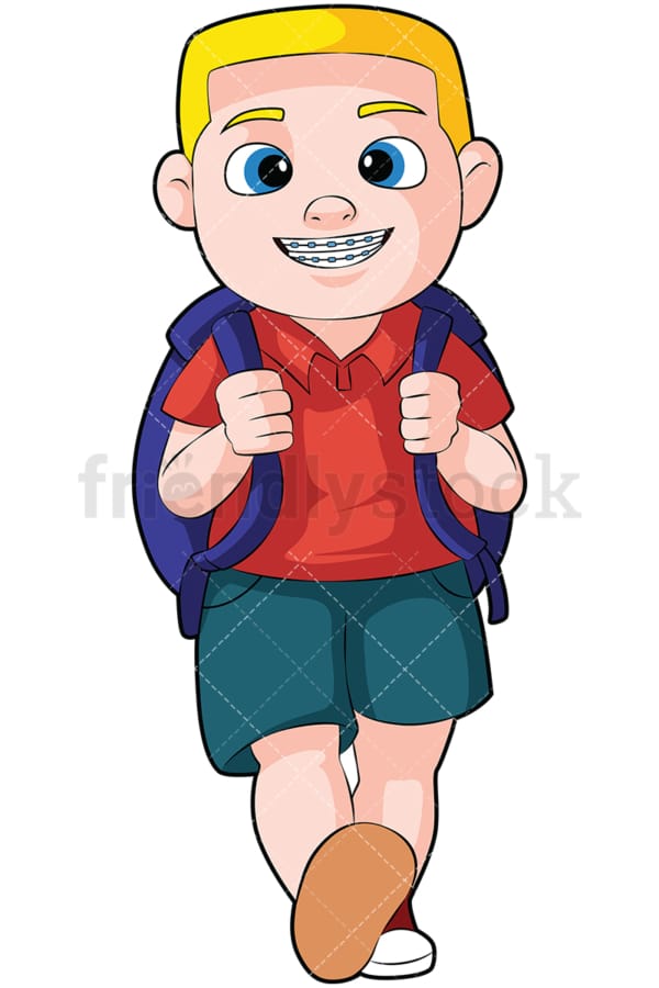 Happy Boy Showing Off His Braces Vector Cartoon Clipart - FriendlyStock
