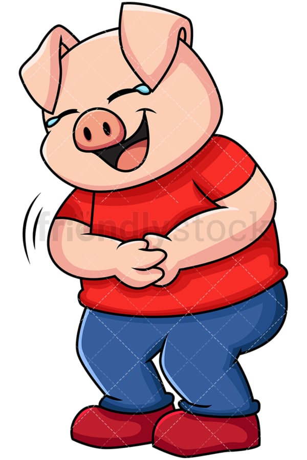 Pig Laughing Out Loud Vector Cartoon Clipart - FriendlyStock