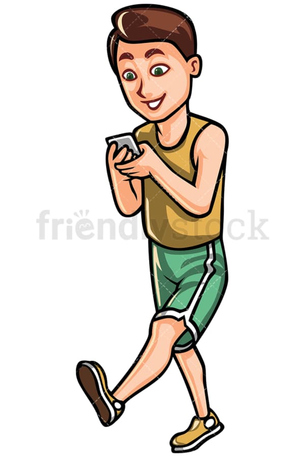 Distracted Man Texting While Walking Vector Cartoon Clipart - FriendlyStock