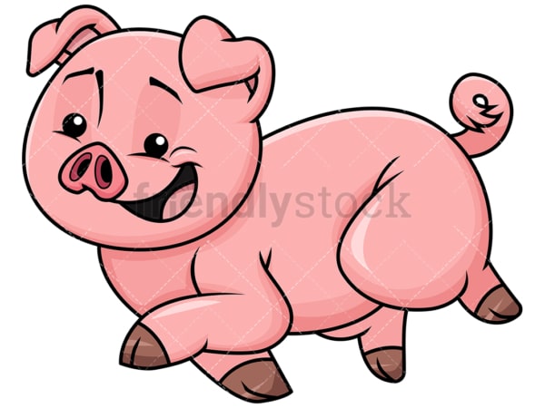Cute Pig Running Vector Cartoon Clipart - FriendlyStock
