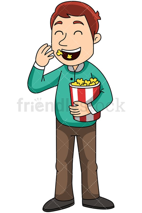 Man Eating Pop Corn Vector Cartoon Clipart - FriendlyStock