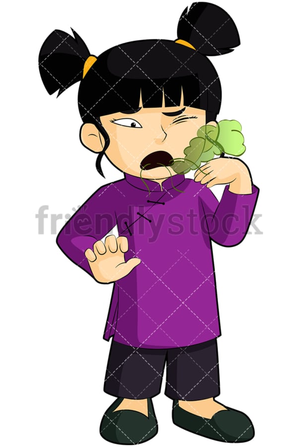 Asian Girl With Bad Morning Breath Vector Cartoon Clipart - FriendlyStock