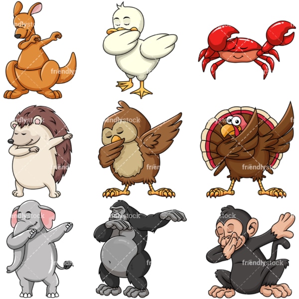 Dabbing Animals No9 - Vector Cartoon Clipart - FriendlyStock