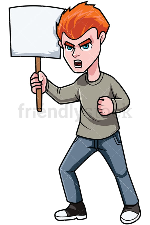 Protestor Holding Sign Cartoon Vector Clipart - FriendlyStock