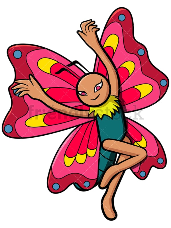 Playful Butterfly Dancing Cartoon Vector Clipart - FriendlyStock