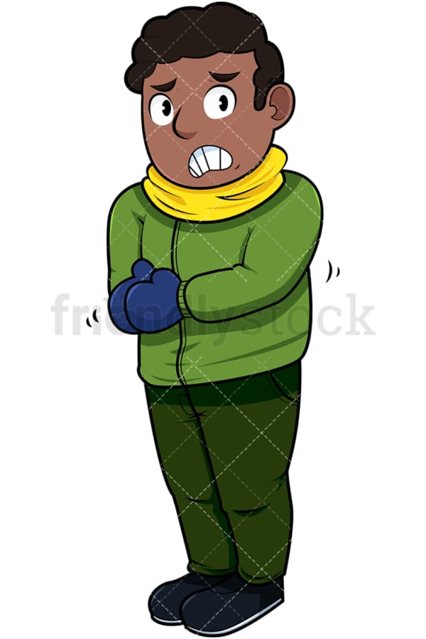 Black Man Trembling With Cold Cartoon Vector Clipart - FriendlyStock