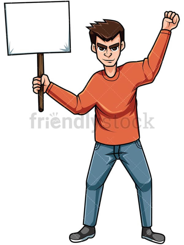 Man Holding Protest Sign Cartoon Vector Clipart - FriendlyStock