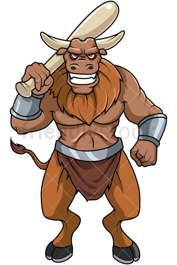 Minotar Holding Baseball Bat Cartoon Vector Clipart - FriendlyStock