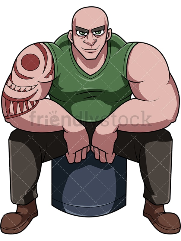 Bulky Guy With Tattoos Cartoon Vector Clipart - FriendlyStock