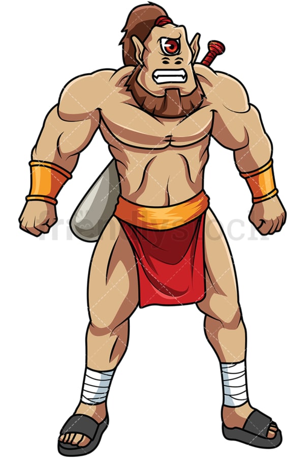 Cyclops With Club Cartoon Vector Clipart - FriendlyStock