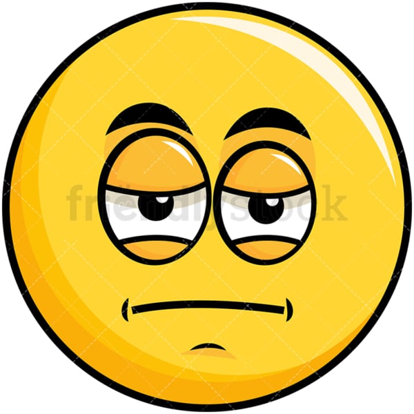 Heavy Eyes Yellow Smiley Emoji Cartoon Clipart - FriendlyStock