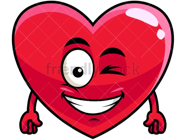 Winking And Smiling Heart Emoji Cartoon Vector Clipart - FriendlyStock
