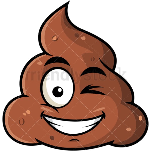 Winking And Smiling Poop Emoji Cartoon Vector Clipart - FriendlyStock