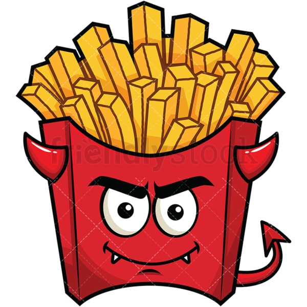 Crafty Devil French Fries Emoji Cartoon Vector Clipart - FriendlyStock