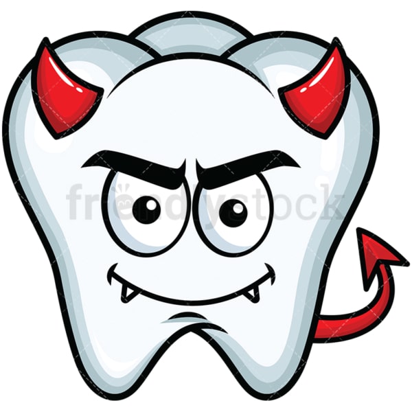 Crafty Devil Tooth Emoji Cartoon Vector Clipart - FriendlyStock
