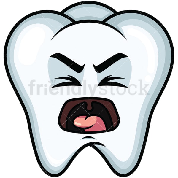 Yelling Tooth Emoji Cartoon Vector Clipart - FriendlyStock