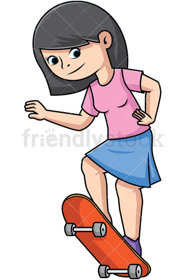 Girl Skateboarding Cartoon Vector Clipart - FriendlyStock