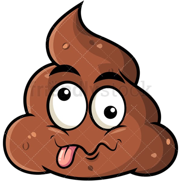 Goofy Crazy Eyes Poop Emoji Cartoon Vector Clipart - FriendlyStock
