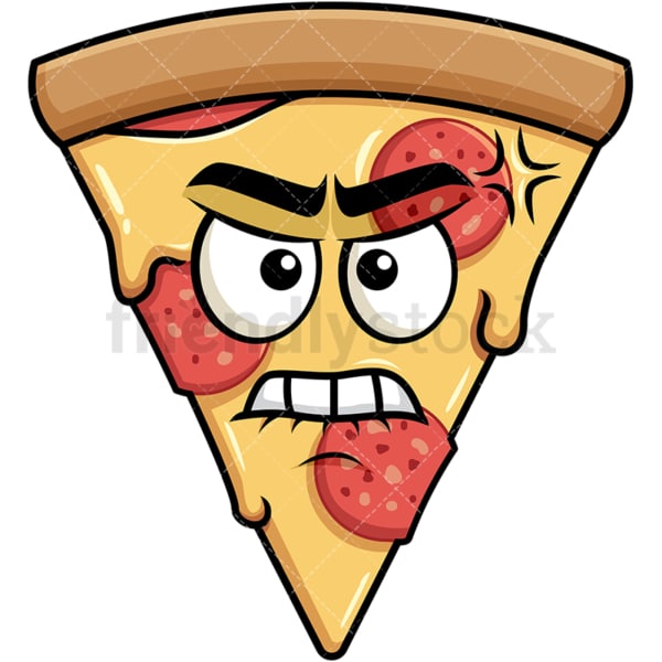 Angry Pizza Emoji Cartoon Vector Clipart - FriendlyStock