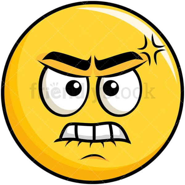 Angry Yellow Smiley Emoji Cartoon Vector Clipart - FriendlyStock