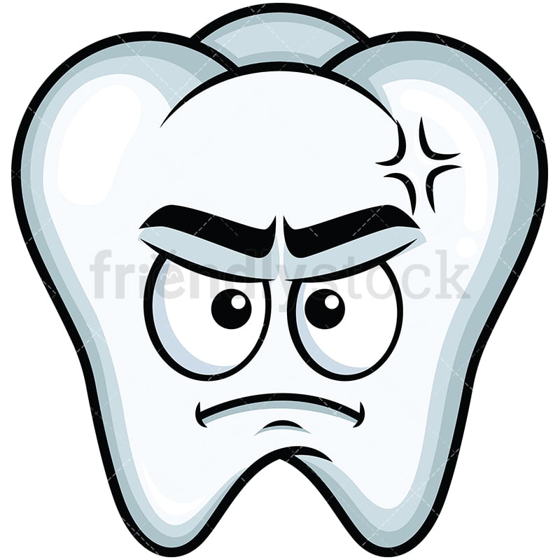 Annoyed Tooth Emoji Cartoon Vector Clipart - FriendlyStock