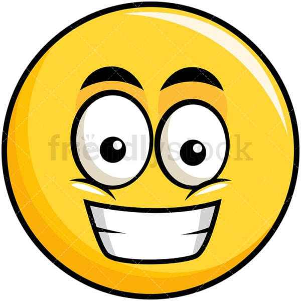 Grinning Yellow Smiley Emoji Cartoon Vector Clipart - FriendlyStock