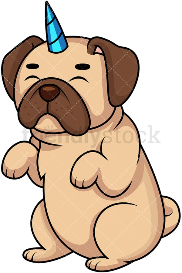 Pug Dog Unicorn Pugicorn Cartoon Vector Clipart - FriendlyStock