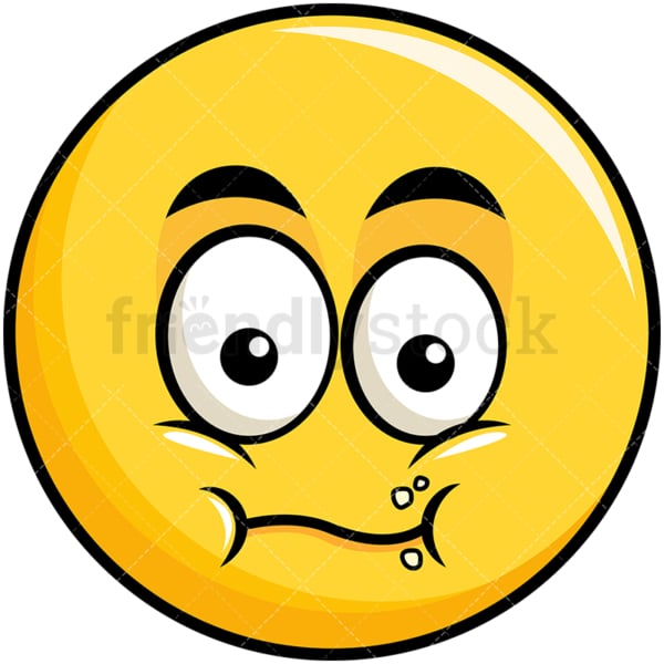 Chewing Yellow Smiley Emoji Cartoon Vector Clipart - FriendlyStock