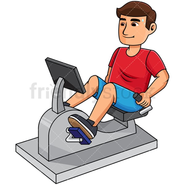 Man Using Reclined Exercise Bike Cartoon Vector Clipart - FriendlyStock