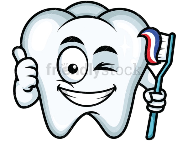 Winking Thumbs Up Tooth Emoji Cartoon Vector Clipart - FriendlyStock