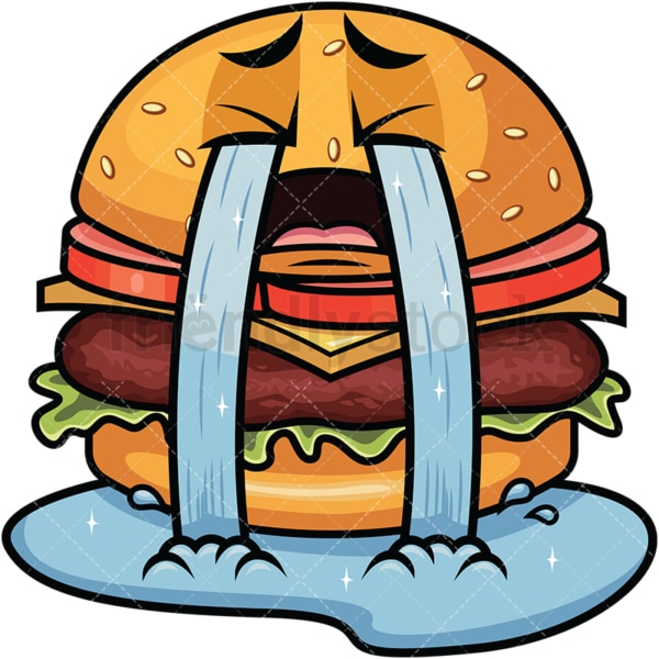 Crying Out Loud Hamburger Emoji Cartoon Vector Clipart - FriendlyStock
