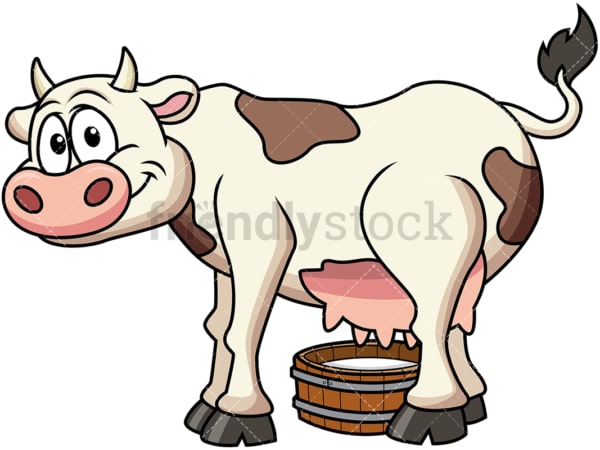 Happy Cow Milking Cartoon Vector Clipart - FriendlyStock