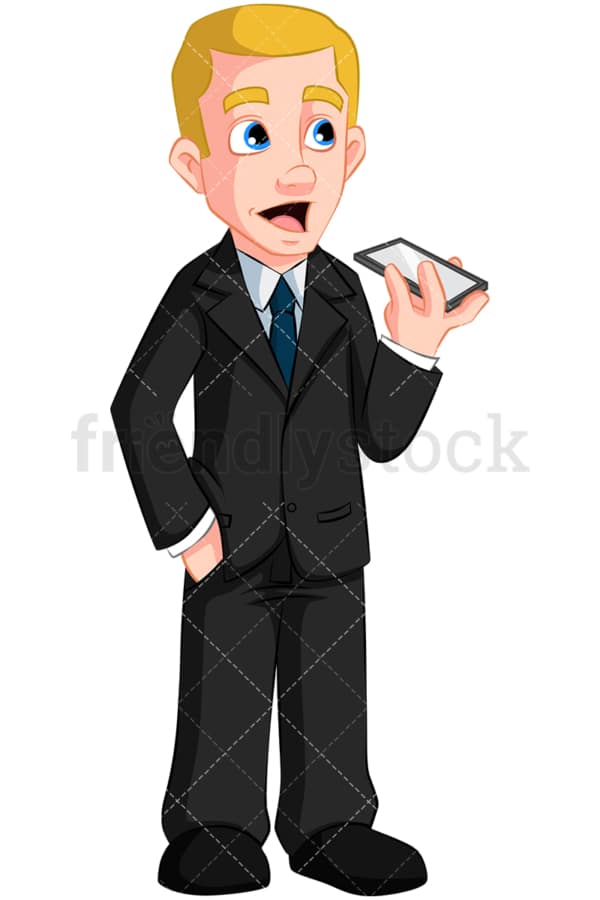 Businessman Making A Call On Speaker Cartoon Vector Clipart - FriendlyStock