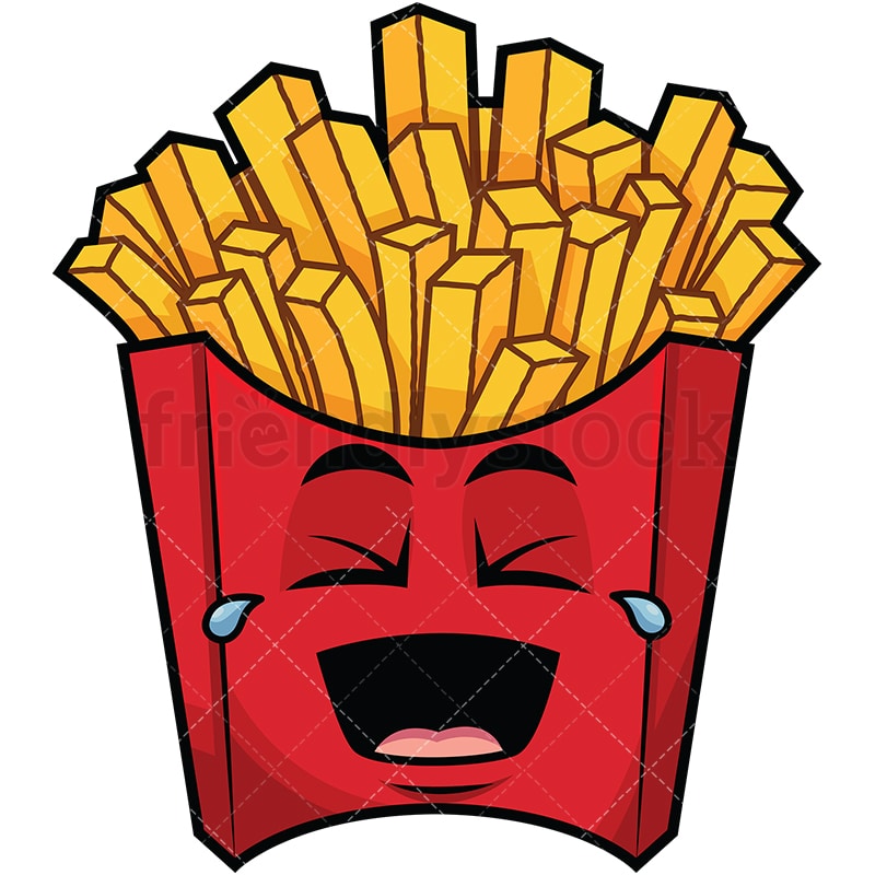 Laughing LOL French Fries Emoji Cartoon Vector Clipart - FriendlyStock