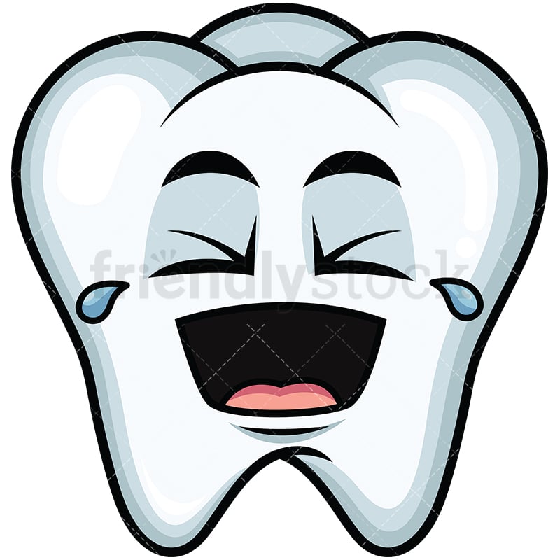 Laughing LOL Tooth Emoji Cartoon Vector Clipart - FriendlyStock