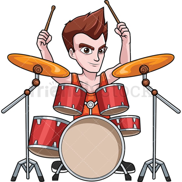 Rock Drummer Cartoon Vector Clipart - FriendlyStock