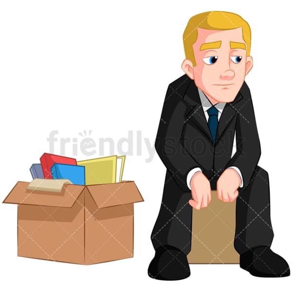 Man Worried After Losing His Job Cartoon Vector Clipart - FriendlyStock