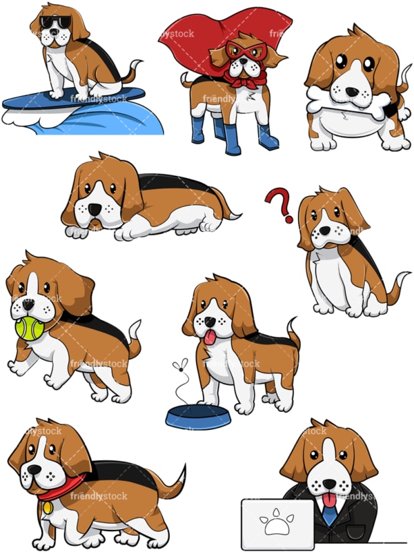 Superhero Beagle Dog Cartoon Vector Clipart - FriendlyStock