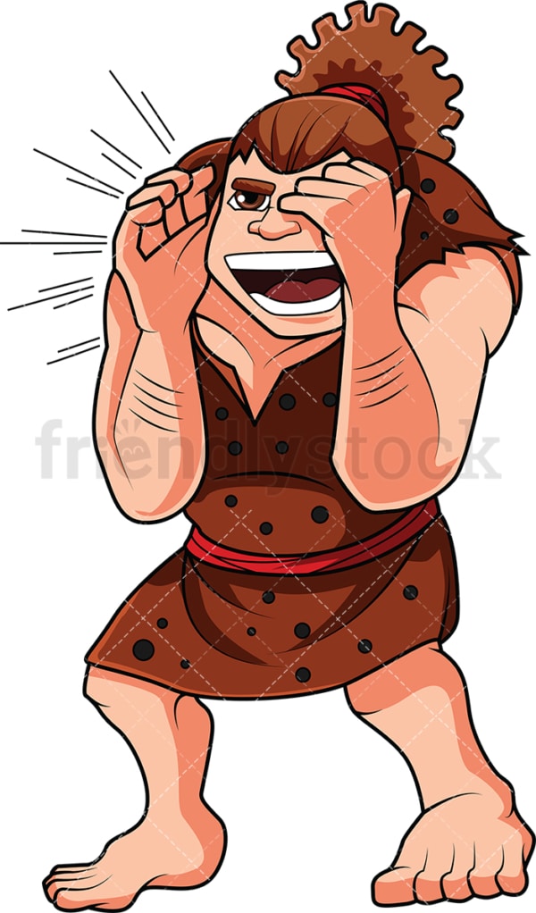 Caveman Yelling Vector Cartoon Clipart - FriendlyStock