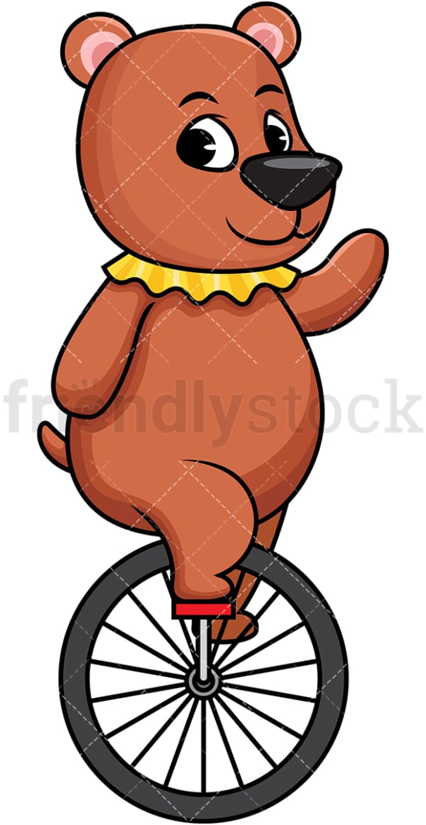 Circus Bear On Unicycle Cartoon Vector Clipart - FriendlyStock