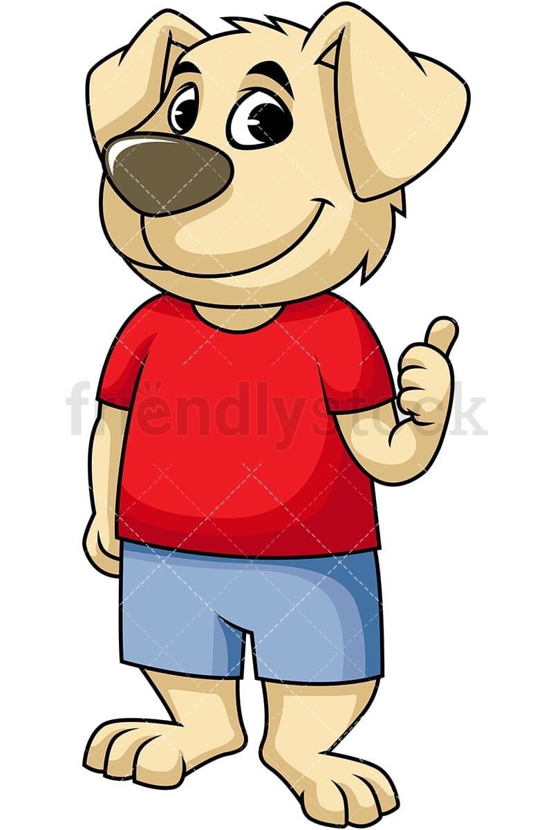 Dog Mascot Pointing Back Cartoon Vector Clipart - FriendlyStock