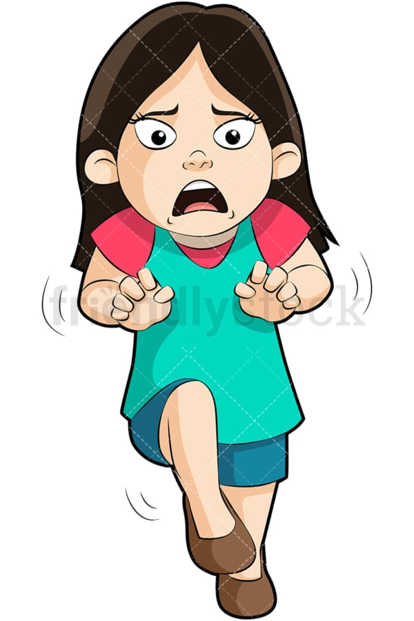 Frightened Little Girl Cartoon Vector Clipart - FriendlyStock