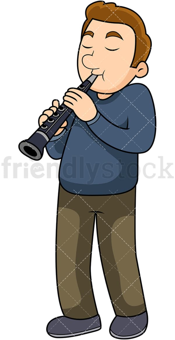 Young Man Playing The Clarinet Cartoon Vector Clipart - FriendlyStock
