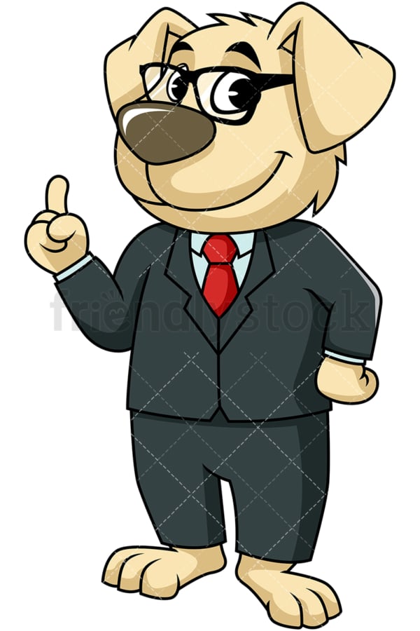 Business Mascot Dog Pointing Up Cartoon Vector Clipart - FriendlyStock