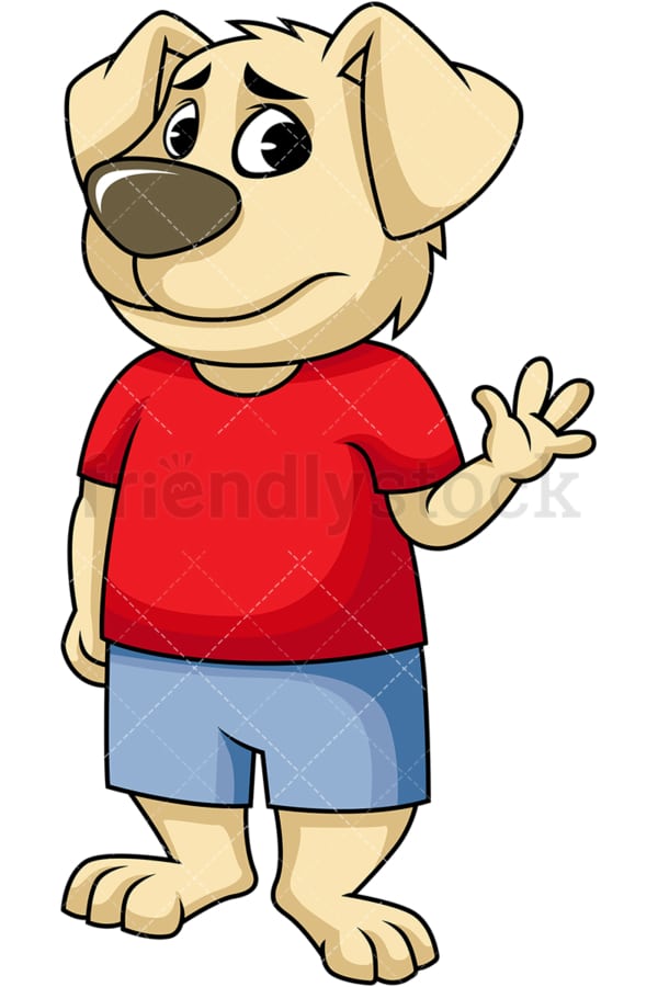 Dog Character Waving Goodbye Cartoon Vector Clipart - FriendlyStock