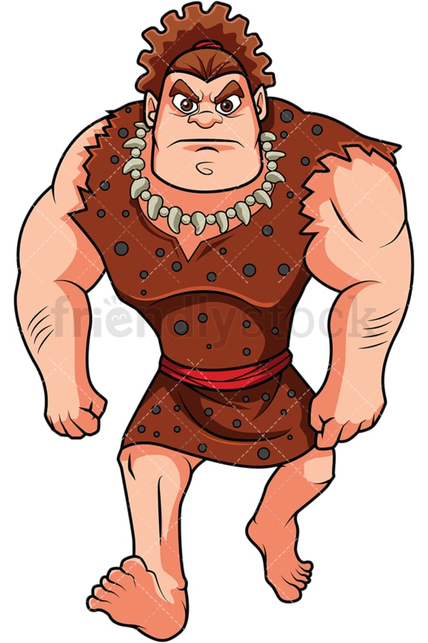 Walking Angry Caveman Vector Cartoon Clipart - FriendlyStock