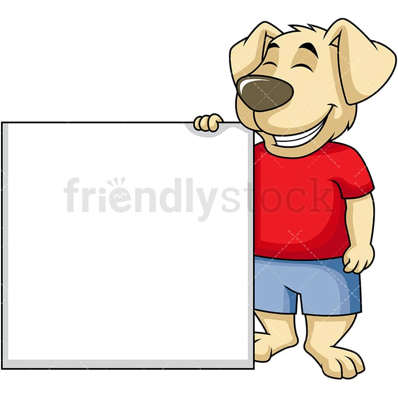 Dog Mascot Wide Empty Sign Cartoon Vector Clipart - FriendlyStock